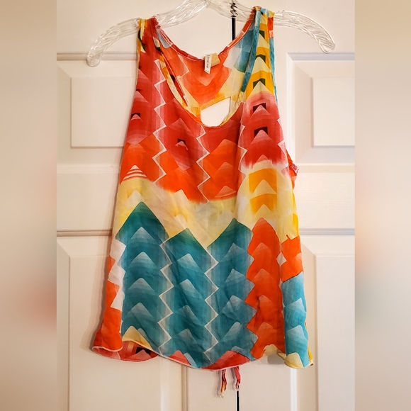 line up | Tops | Line Up Colorful Cut Out Back Tank | Poshmark